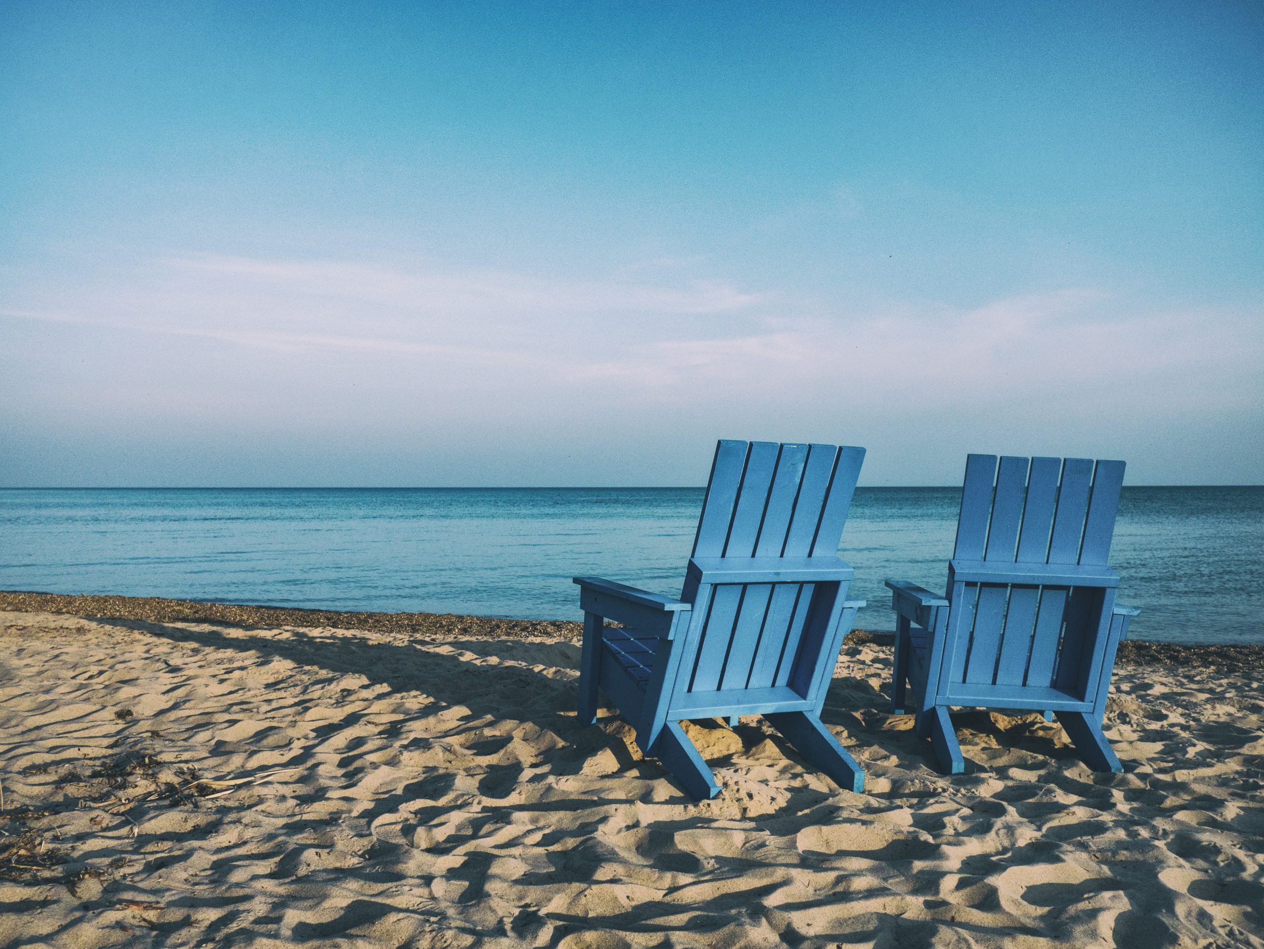 Adirondack chairs on the sandy beach - Beach Wallpapers