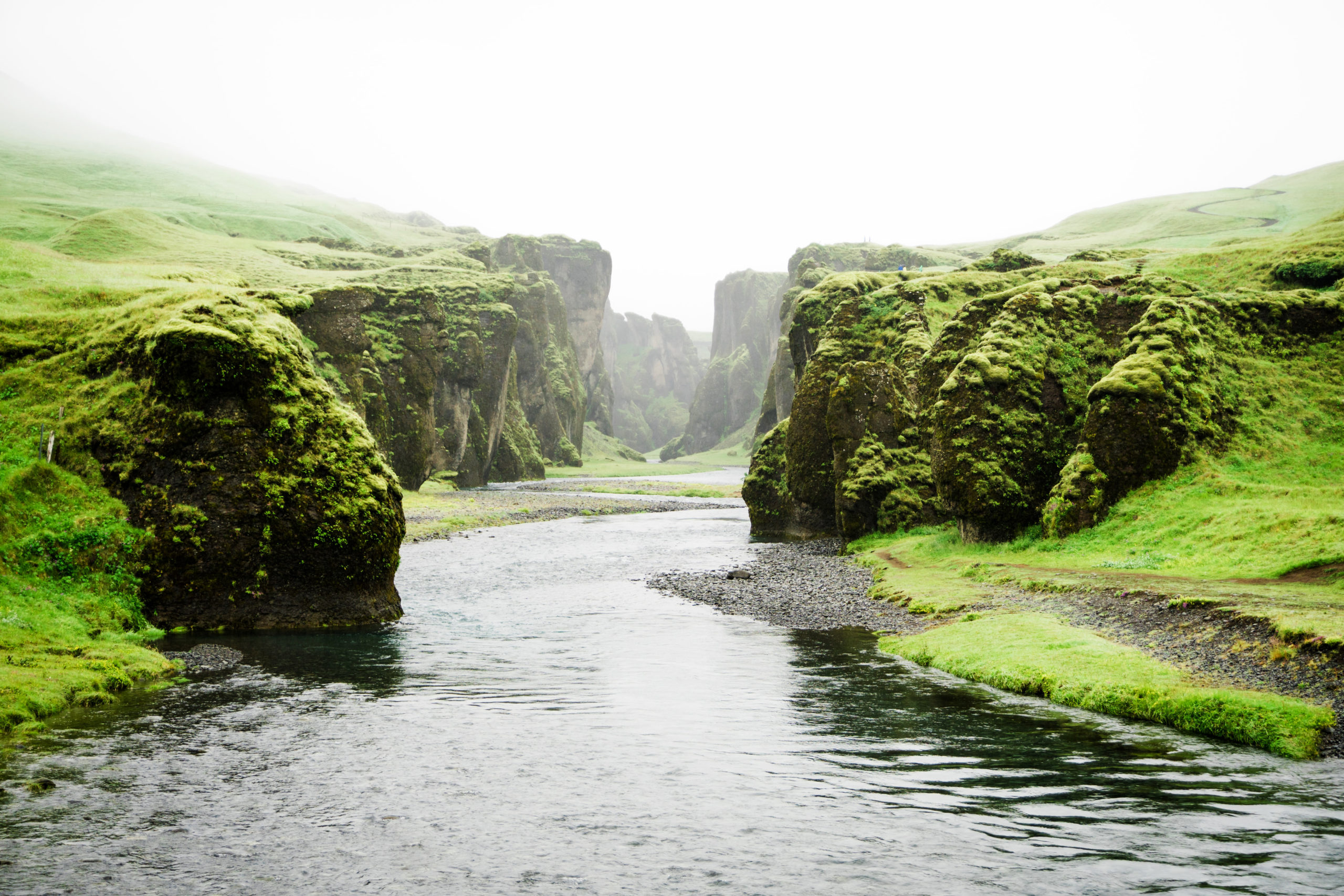 Magical river fog in Fjadrargljufur, Iceland - Beach Wallpapers