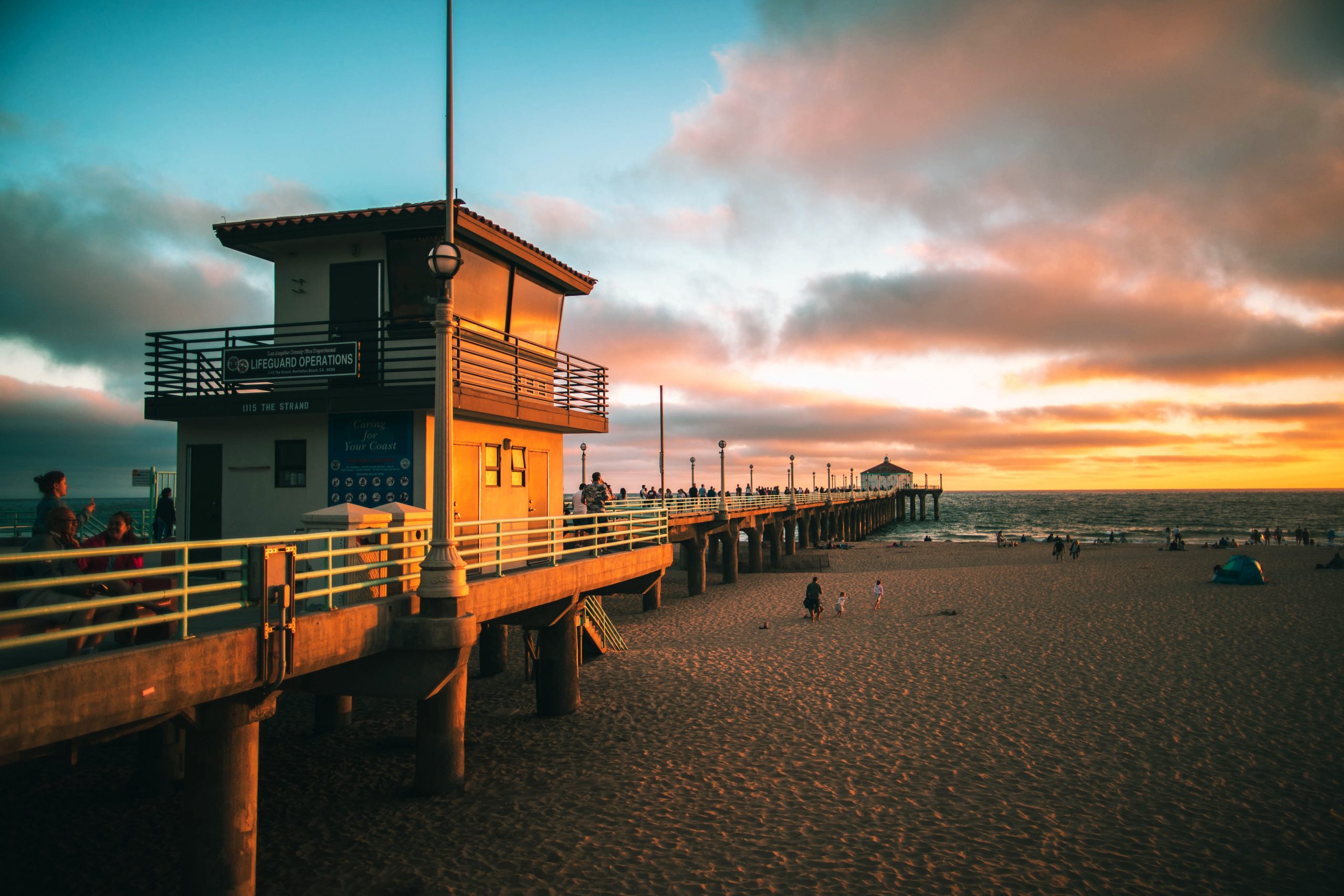 Sunset at the Manhattan Beach Pier - Beach Wallpapers