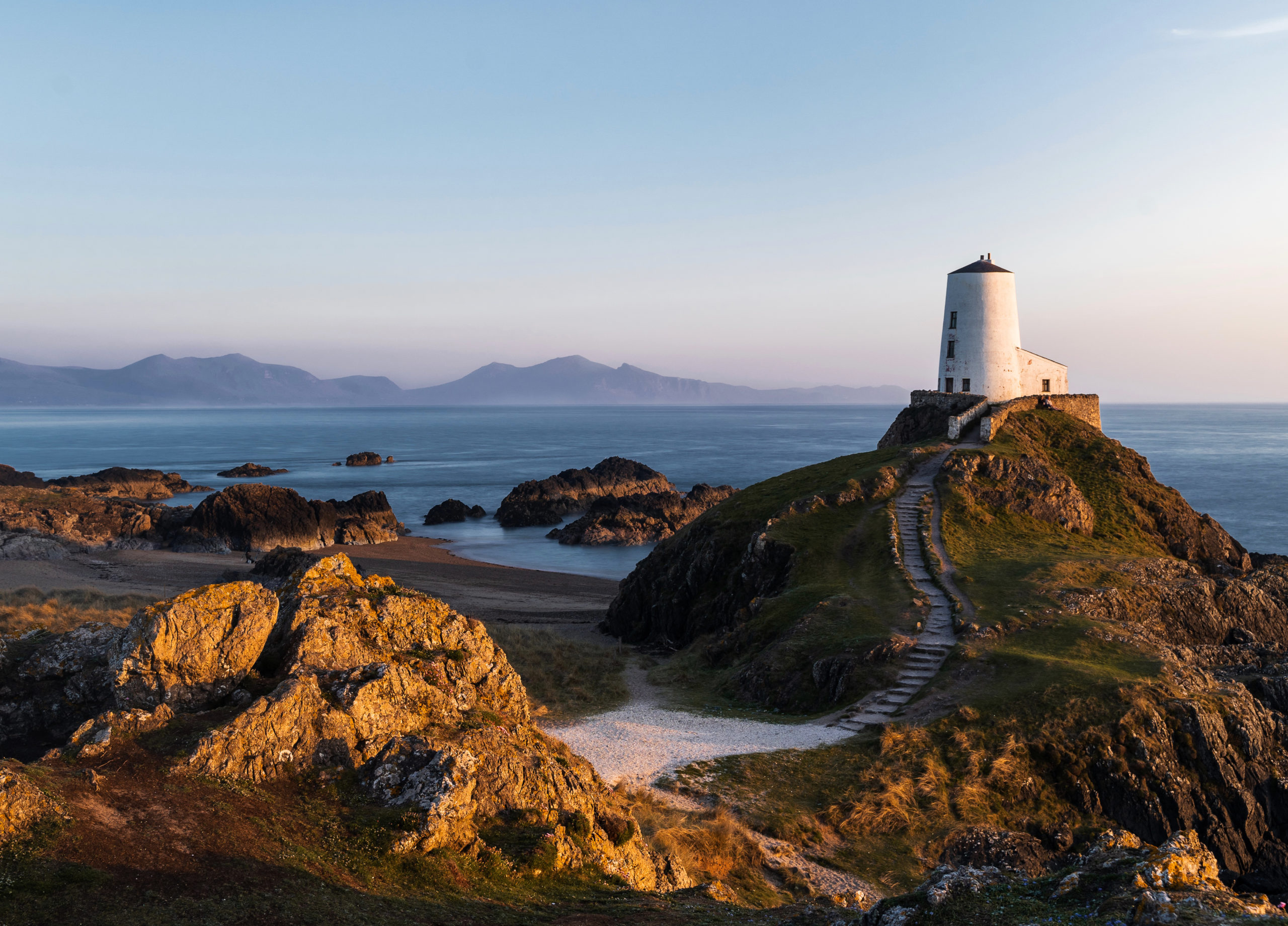 Twr Mawr Lighthouse On Lladdwyn Island In North Wales Beach Wallpapers